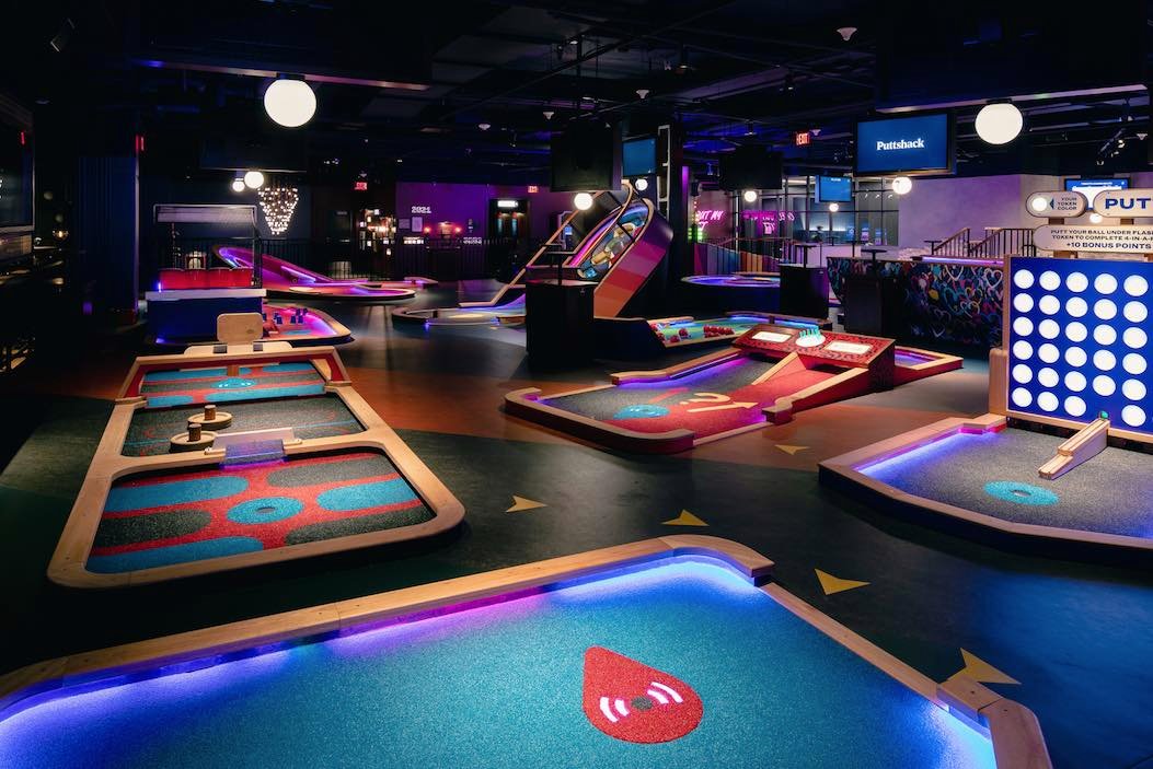Custom Commercial Lighting for Puttshack Atlanta | John Moncrieff Ltd